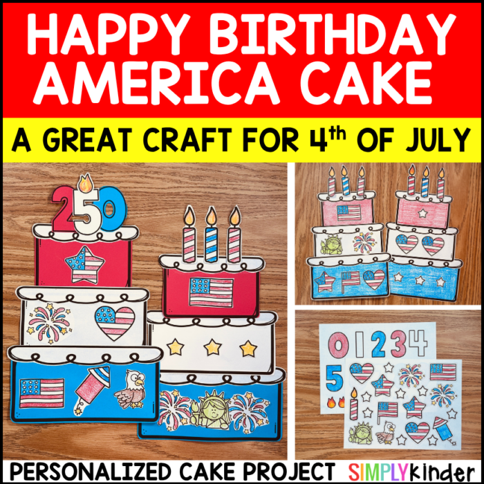 Happy Birthday America Cake Craft, 4th of July Craft, America 250 ...